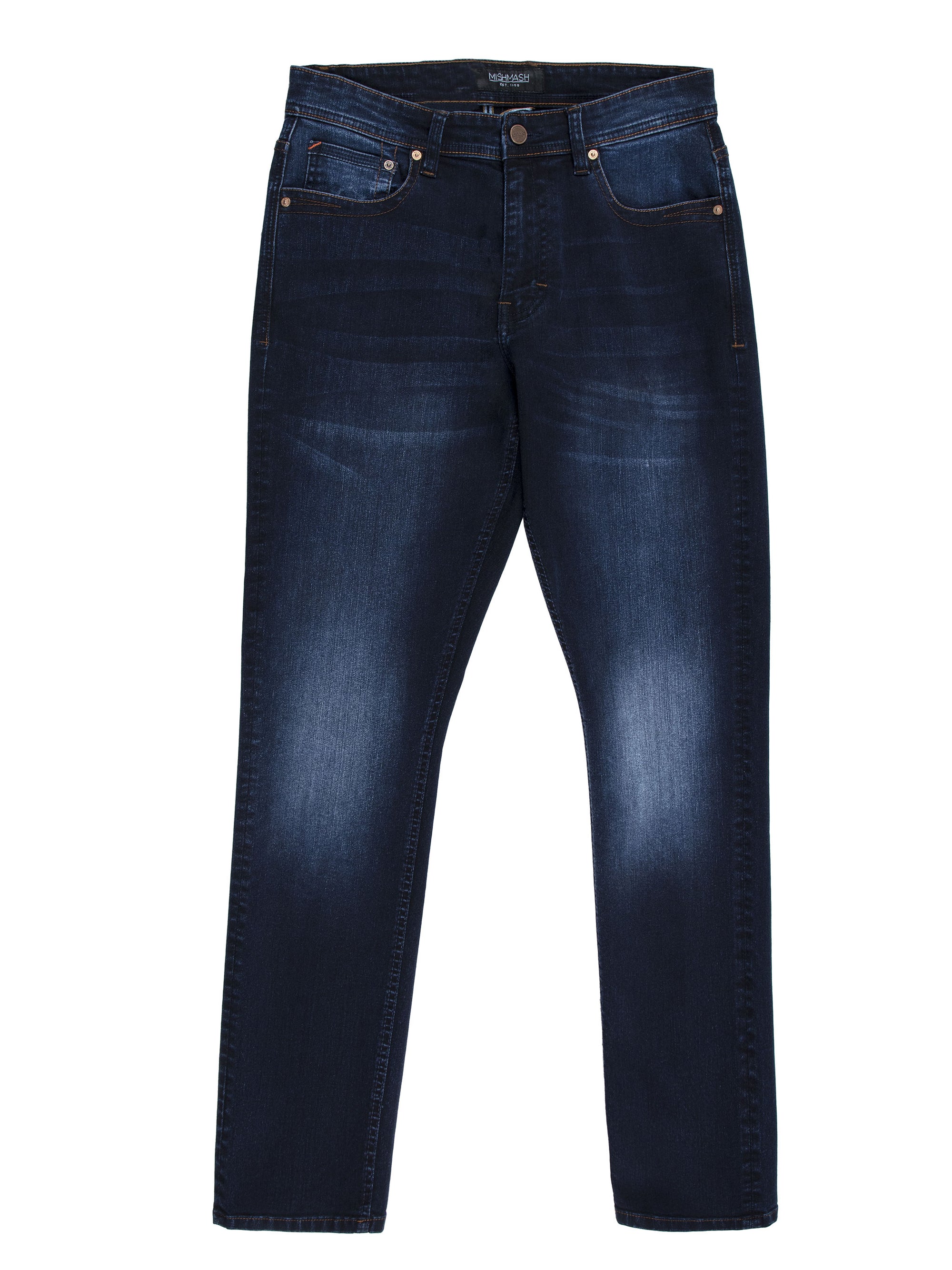 Tapered stretch mustang blue black dark wash mens denim jean | Mish ...
